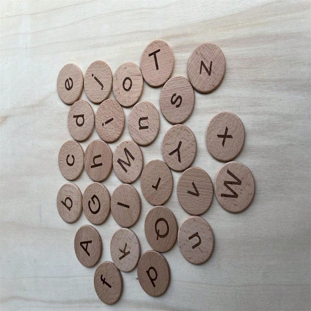 Beech Wooden Tokens With Natural Wood Grain, Double Laser Engraved With ...