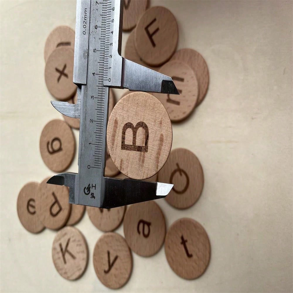 Beech Wooden Tokens With Natural Wood Grain, Double Laser Engraved With ...