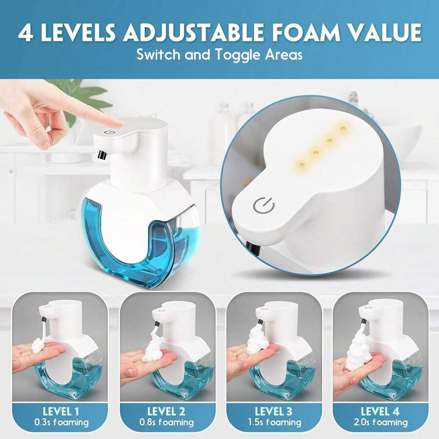 1 Pc Automatic Soap Dispenser, Touchless Hand Soap Dish Soap Dispenser, USB Rechargeable 14oz ...