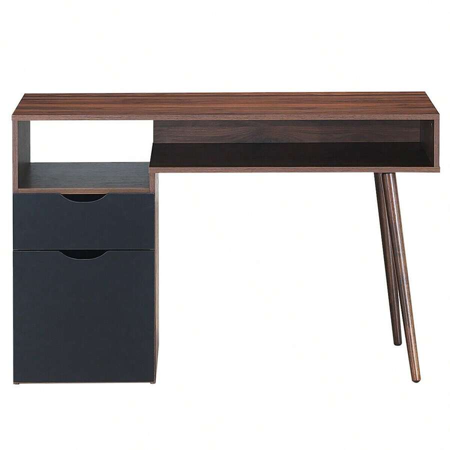 Computer Desk PC Writing Table Drawer And Cabinet With Wood Legs ...
