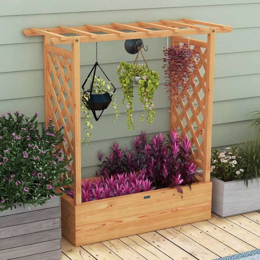 Raised Bed With Trellis, Planter Box With Drainage Holes, Planter ...