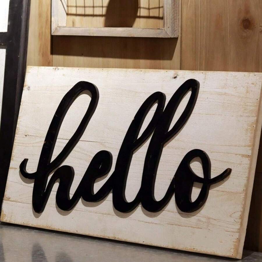 Paris Loft Hello Wood Sign Plaque Rustic Farmhouse Home Deocr Wall ...