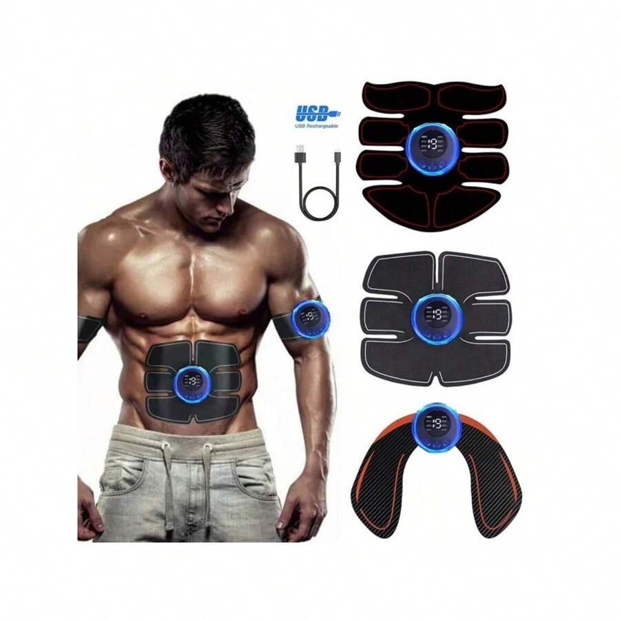 USB Chargeing EMS Muscle Stimulater ABS Pulse Massger Waist Abdominal ...