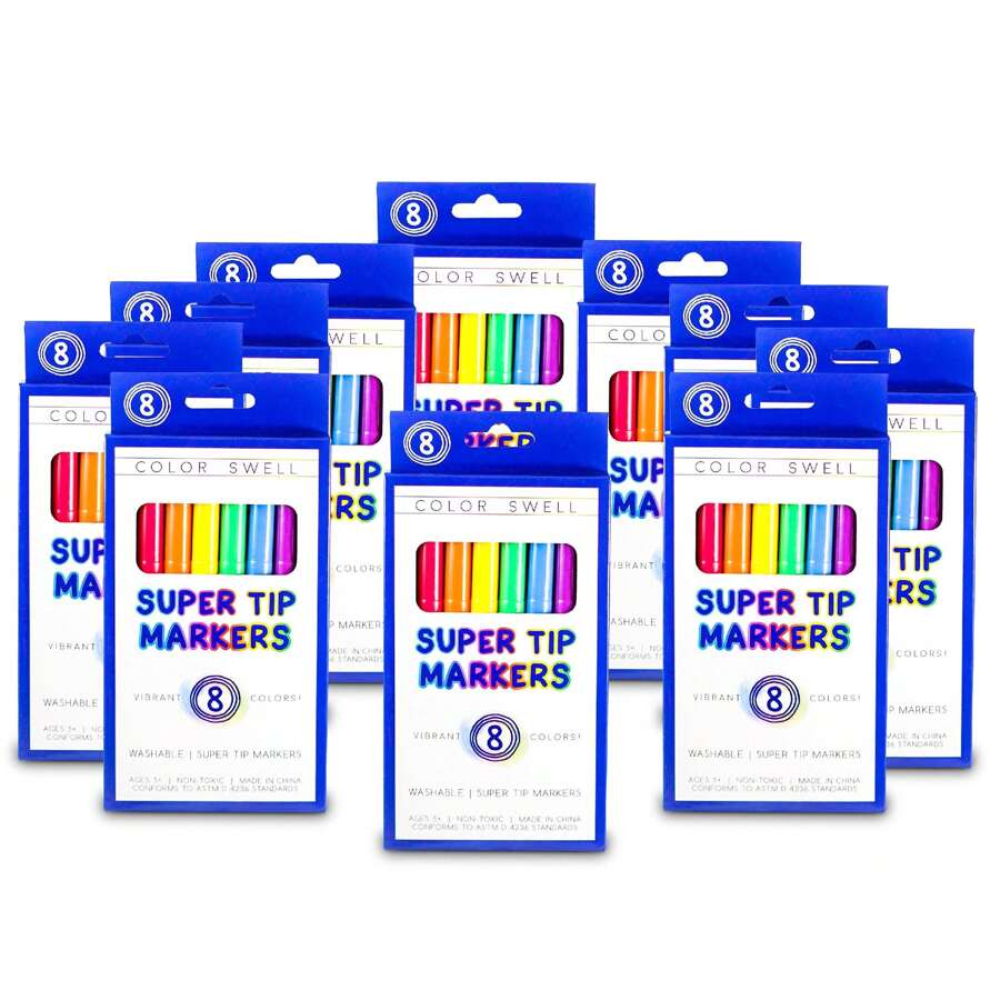 Color Swell Super Tip Washable Markers Bulk Pack 10 Boxes Of 8 Vibrant ...
