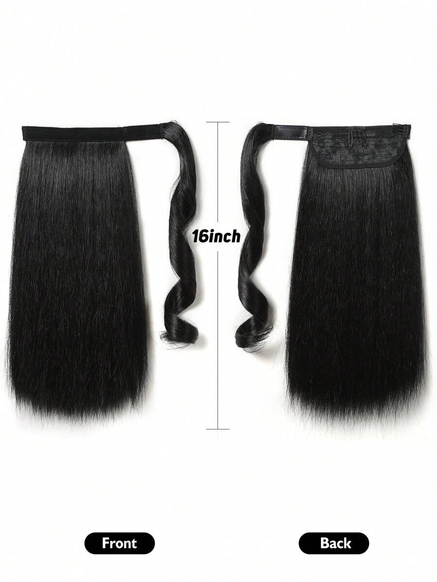 Black Ponytail Extension, Long Straight Ponytail Extension Magic Paste ...
