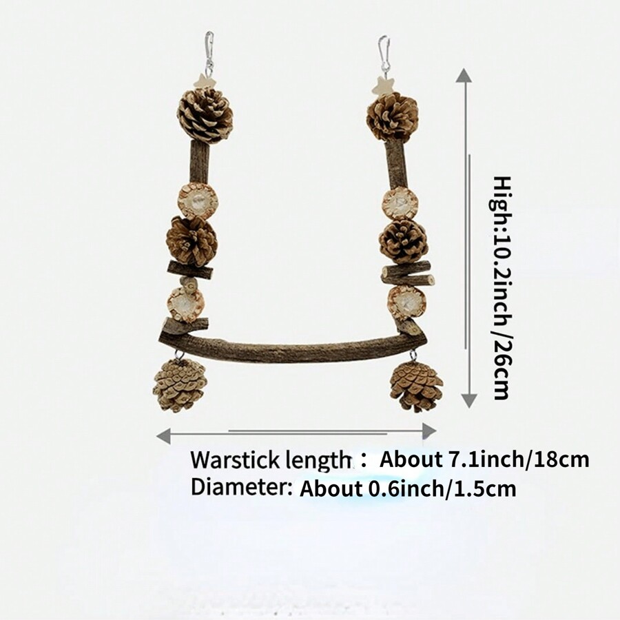 Pet Bird Swing, Parrot Cage Toys, Natural Wooden Swing Toys With ...