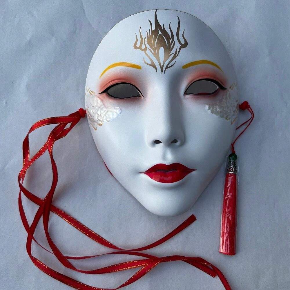New Style Fox Chinese Hanfu Nine-Tailed Fox & Kitsune Mask, Anime ...
