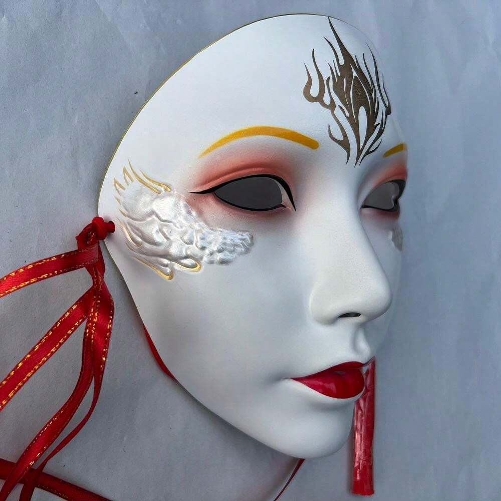 New Style Fox Chinese Hanfu Nine-Tailed Fox & Kitsune Mask, Anime ...