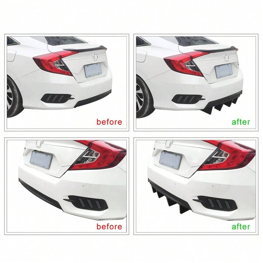 Rear Diffuser Universal Fitment, Unpainted Black ABS Plastic Splitter ...