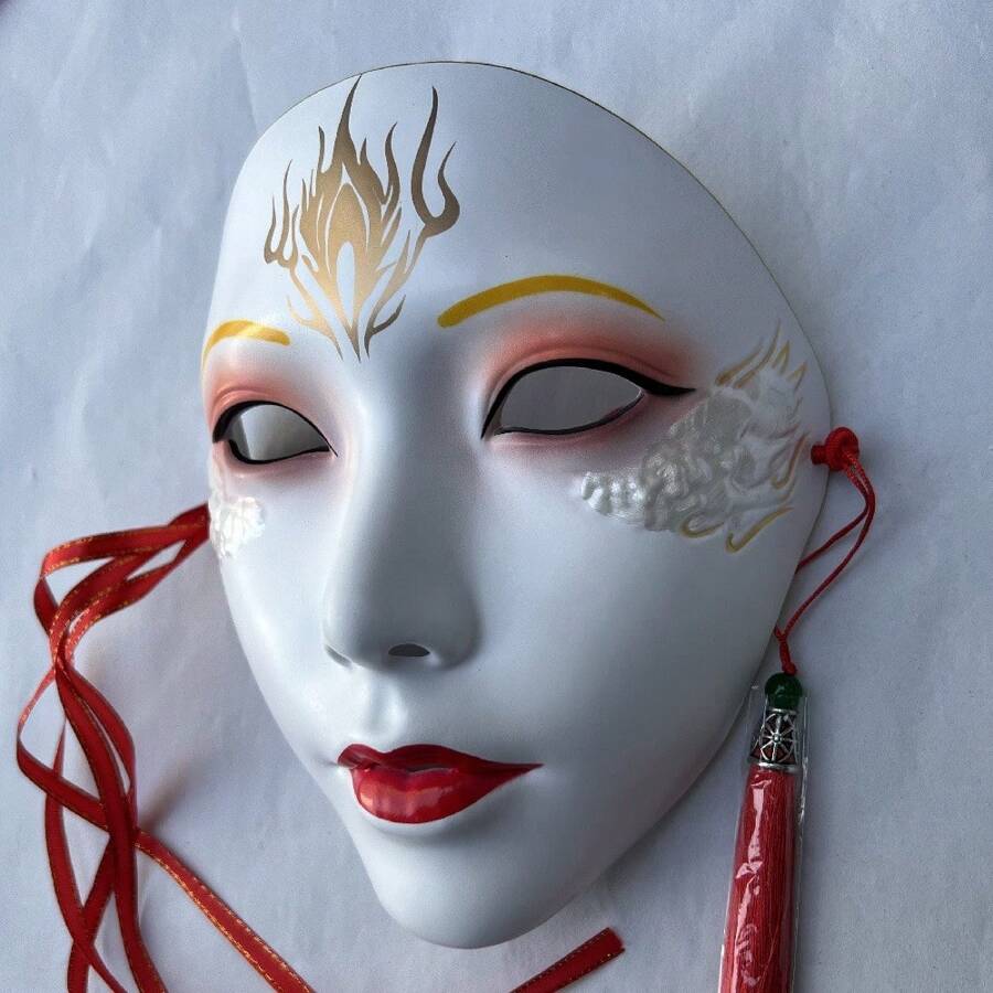 New Nine-Tailed Fox Hanfu Style Kitsune Face Mask, Anime Cosplay ...