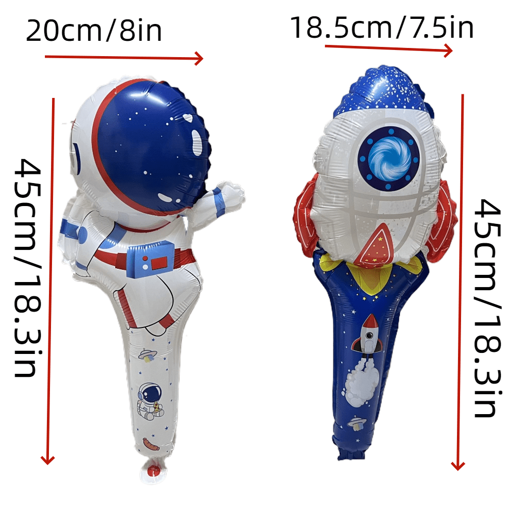 4 Pieces Of Handheld Space-Themed Balloons, Featuring Rocket And UFO ...