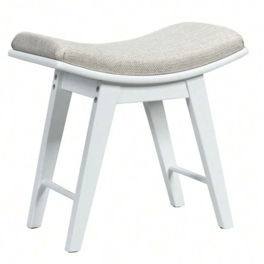Modern Dressing Makeup Stool With Concave Seat Rubberwood Legs | SHEIN USA