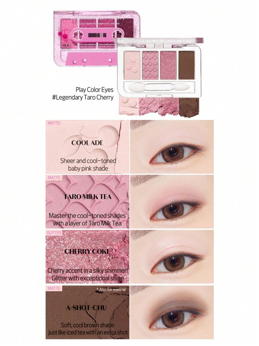 Etude House REPLAY Play Color Eyes #Legendary Taro Cherry 4 Color Mini ...