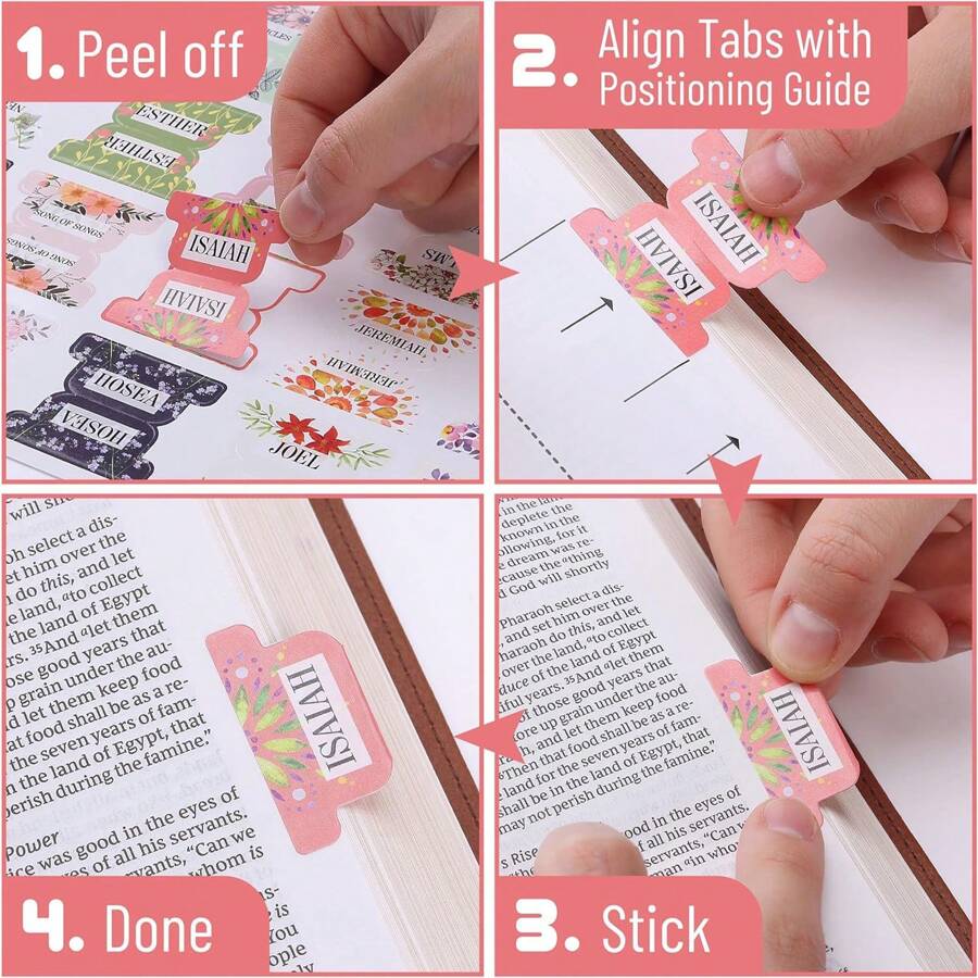 Cunese- Bible Tabs, 120 Pcs, Floral Design, Laminated Bible Tabs For ...