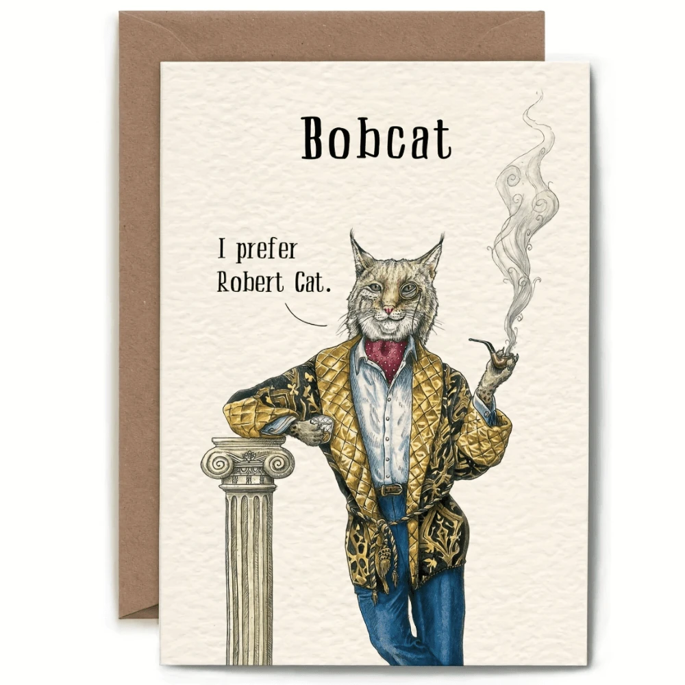 1pc Bobcat Funny Card With Envelope, Funny Cat Card , Cute Cat Card ...