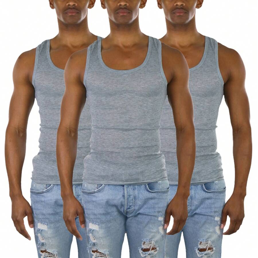 Men's Multi-Item Pack Of Classic Slim Fit Pre-Shrunk A-Shirt Tank Tops ...
