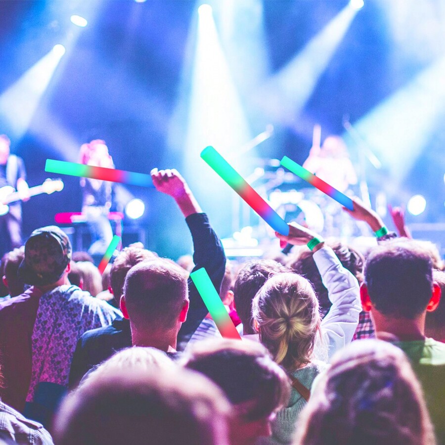 12 PCS LED Light Up Foam Glow Sticks Bulk Colorful RGB Stick Glow In ...