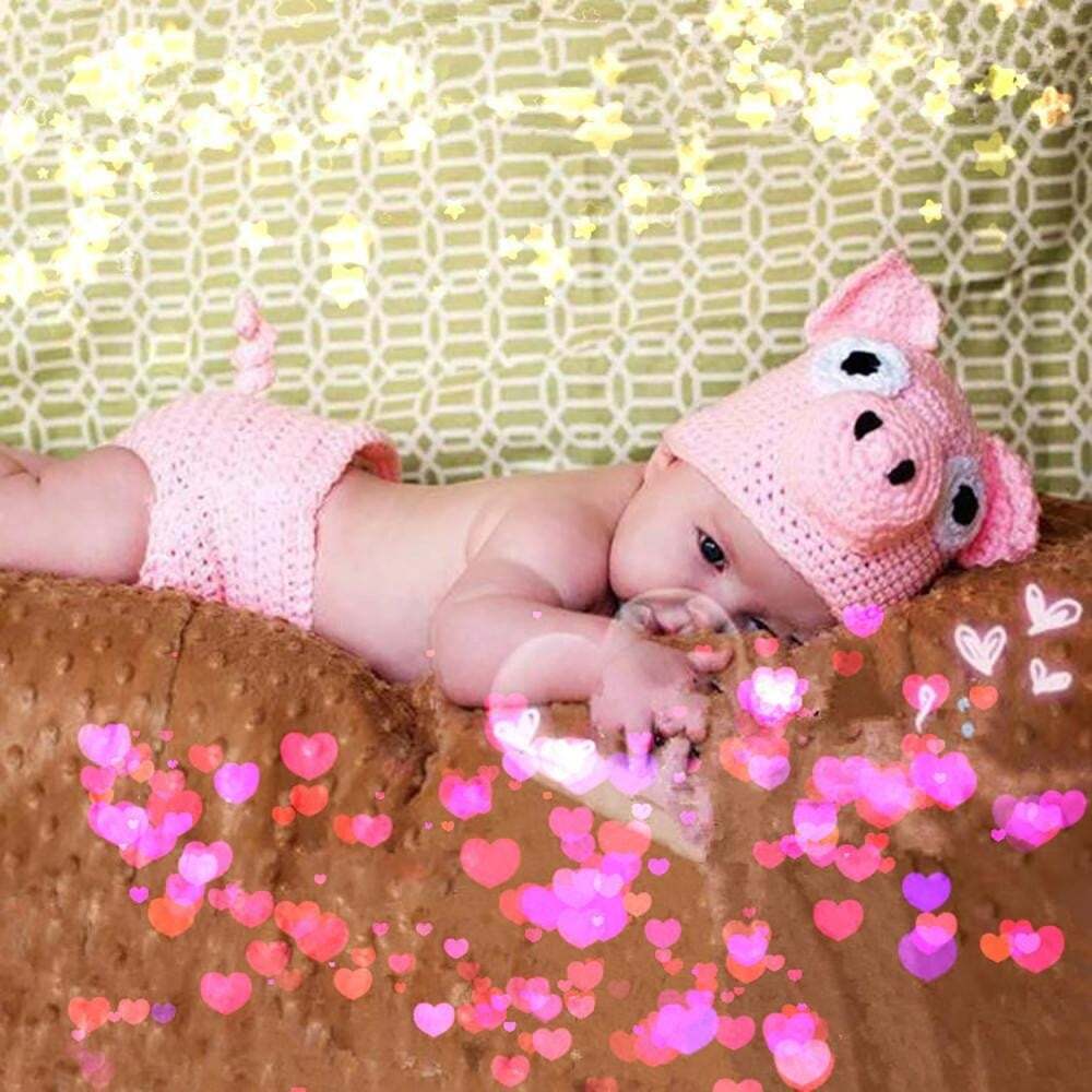 Newborn Photography Prop Handmade Knit Baby Pig Costume Set, Baby Photo ...