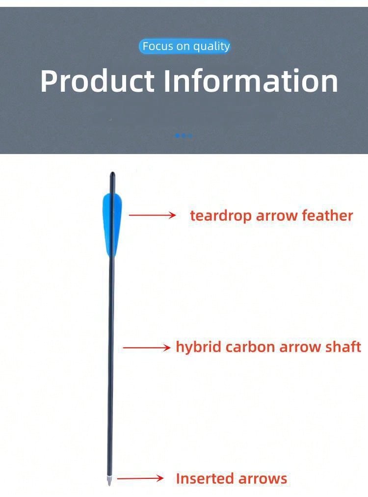 12 Carbon Blend Crossbow Arrows 8.8mm Diameter With Removable ...