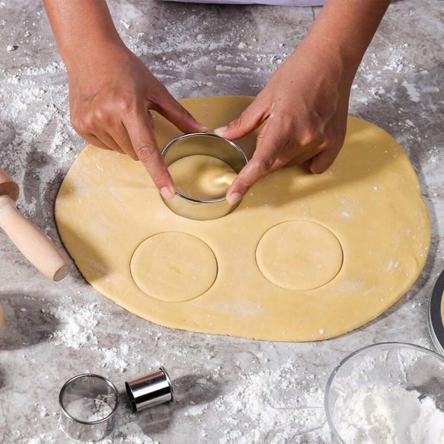 12pcs Circular Biscuit Mould Set, Pastry Level Ring Shaped Stainless ...