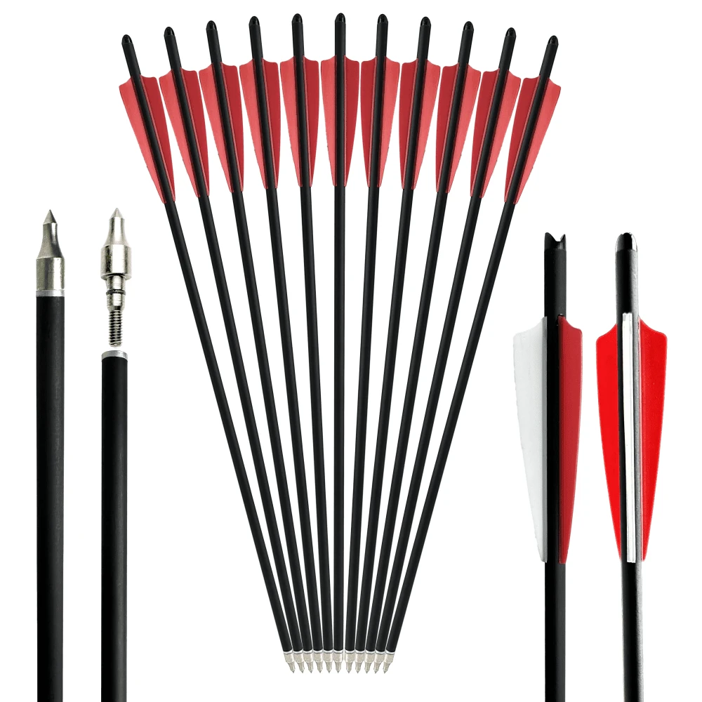 12 Carbon Blend Crossbow Arrows 8.8mm Diameter With Removable ...