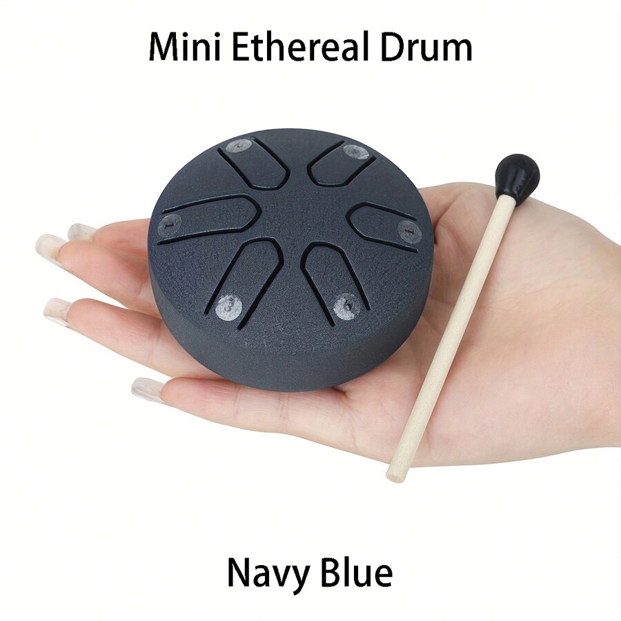 1 Set 3 Inch 6 Tones Steel Tongue Drum Navy Blue Mini Pocket Tank Drum ...