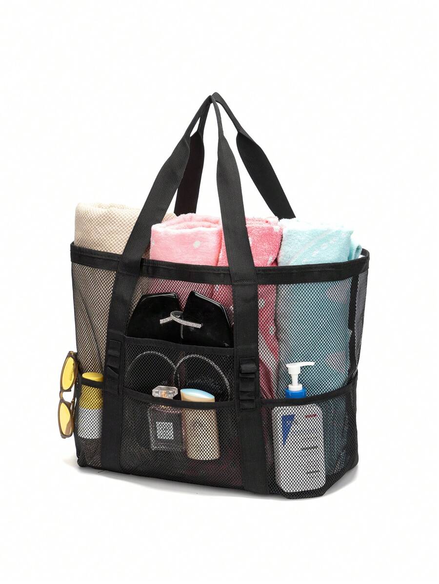 New Extra Large Beach Bag, With Mesh Straps And Zipper Pockets For ...