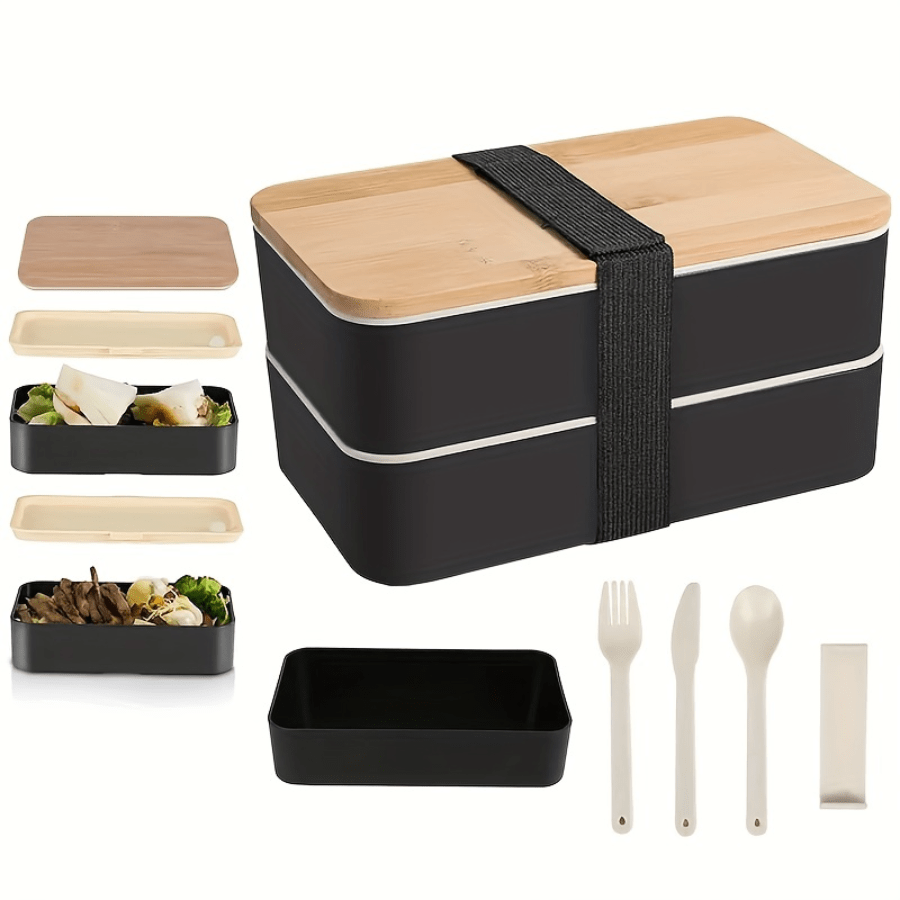 1pc Outdoor Wooden Lunch Box, Microwavable Leakproof Portable Bento Box ...