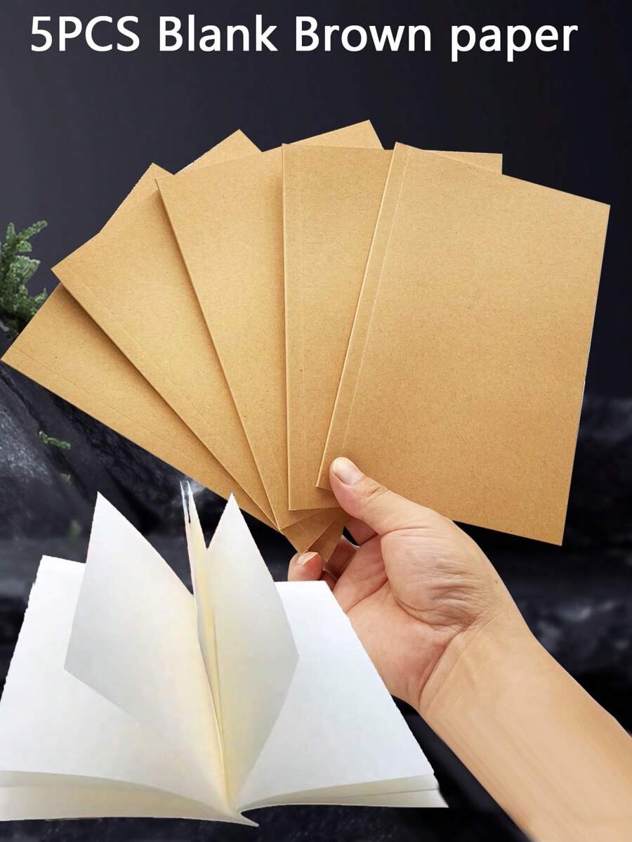 Set Of 5 Small Blank Notebooks For Students, Kraft Paper Sketchbook For ...