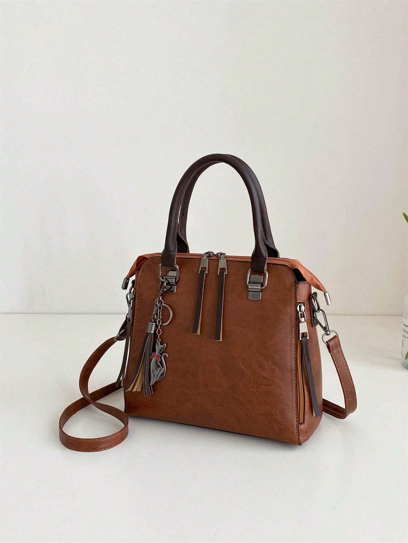4pcs/Set Vintage Top Handle Tote Bag, Retro Crossbody Bag, Women's ...