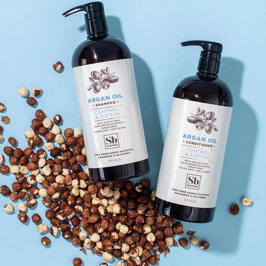 SOAPBOX Argan Oil Anti-Frizz Shampoo + Conditioner Set - 1 Liter ...