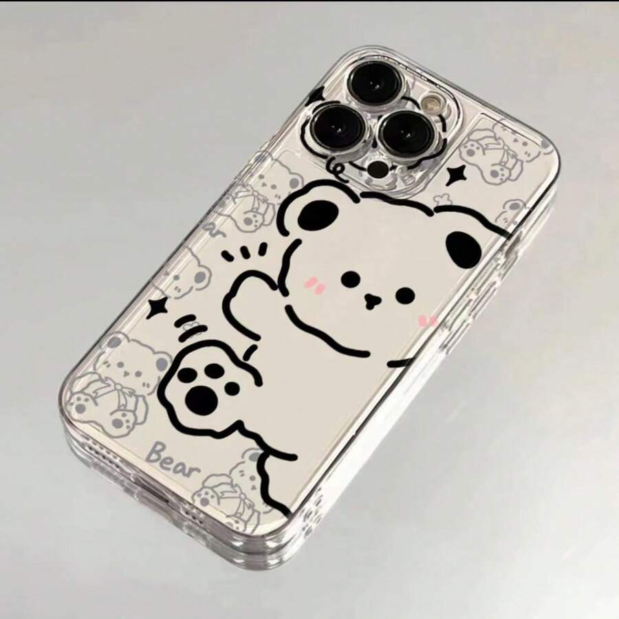 Super Cute Little Bear Simple Stroke Pattern Printed Phone Case ...