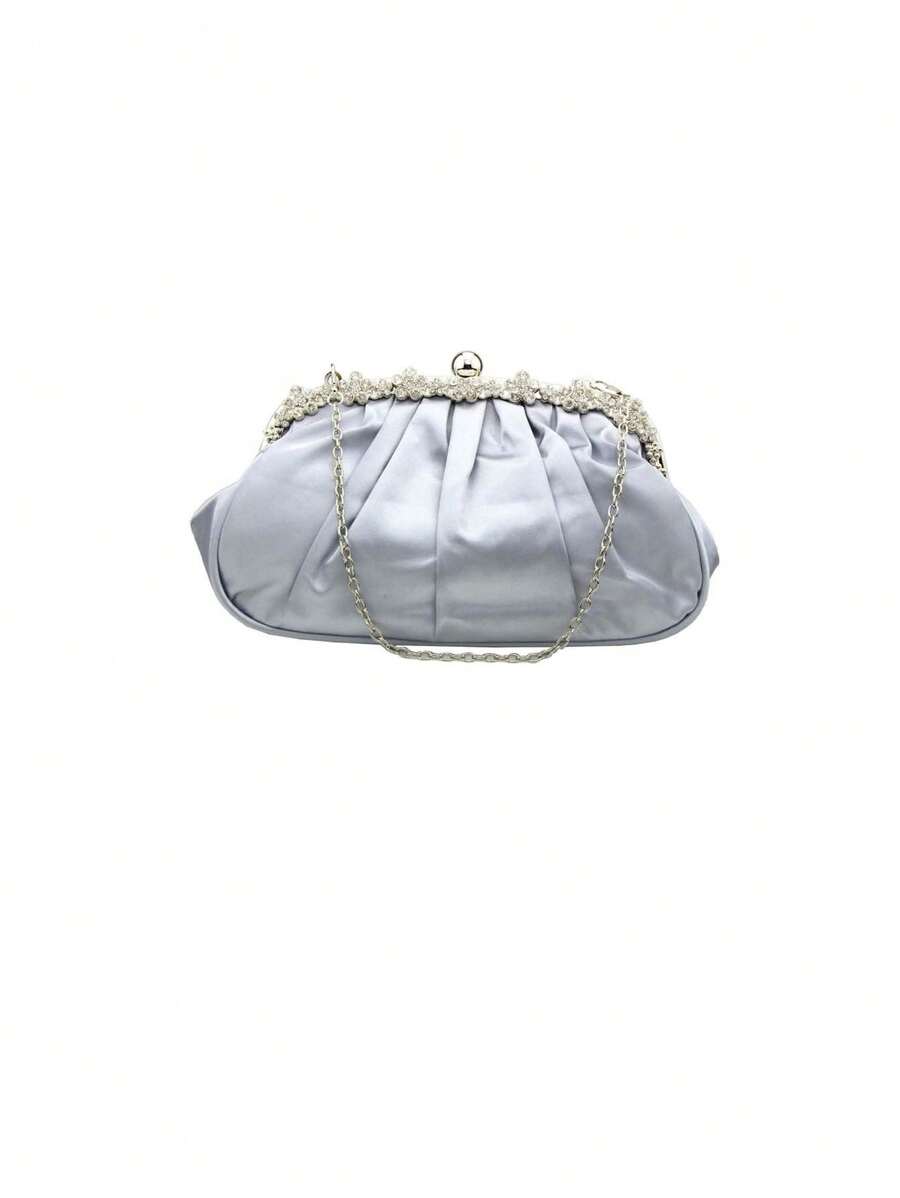 Glittering Satin Clutch Bag Evening Bag With Rhinestones, Perfect For ...