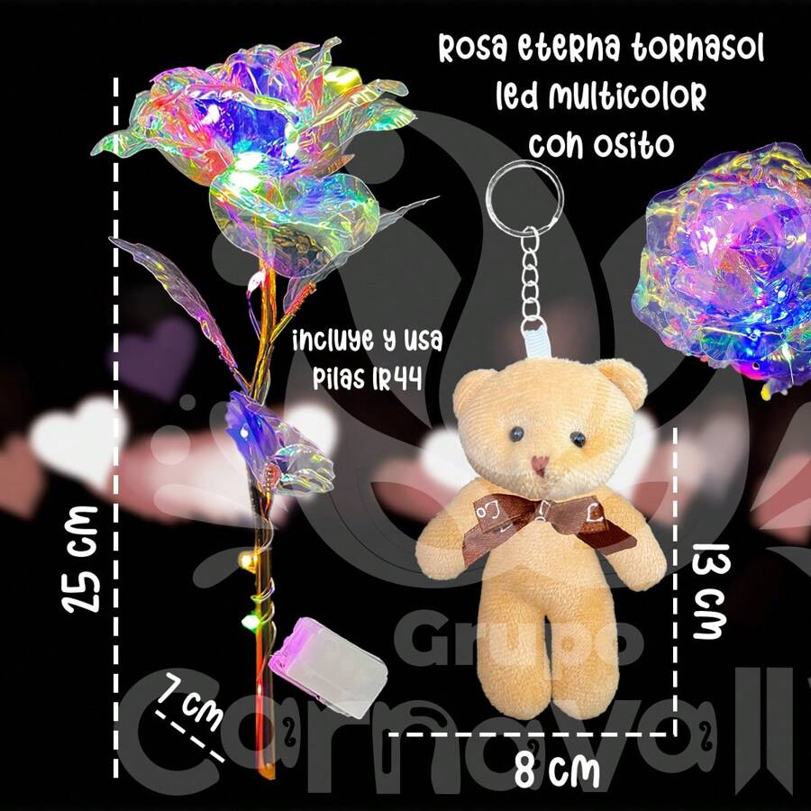 Rosa Eterna Flor Blanco Tornasol Led Multicolor Amor Regalo | Moda de ...