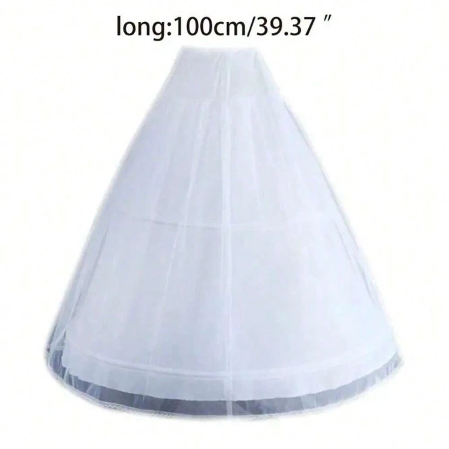 Women White Wedding Petticoat 2 Hoop Double Layer Bridal Crinolines ...