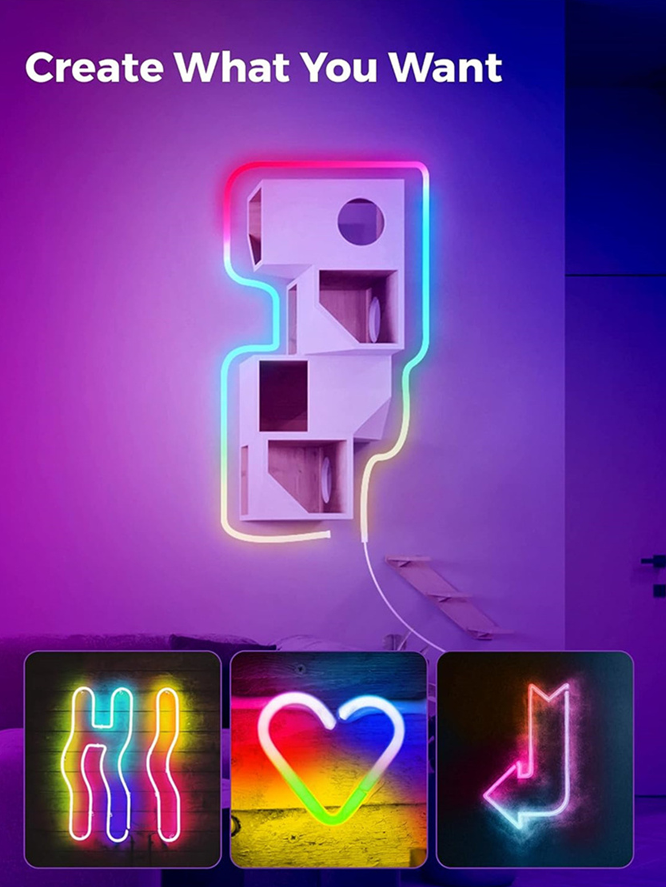 WS2812B LED Neon Light Strip RGBIC Flow Color Changing Effect With ...