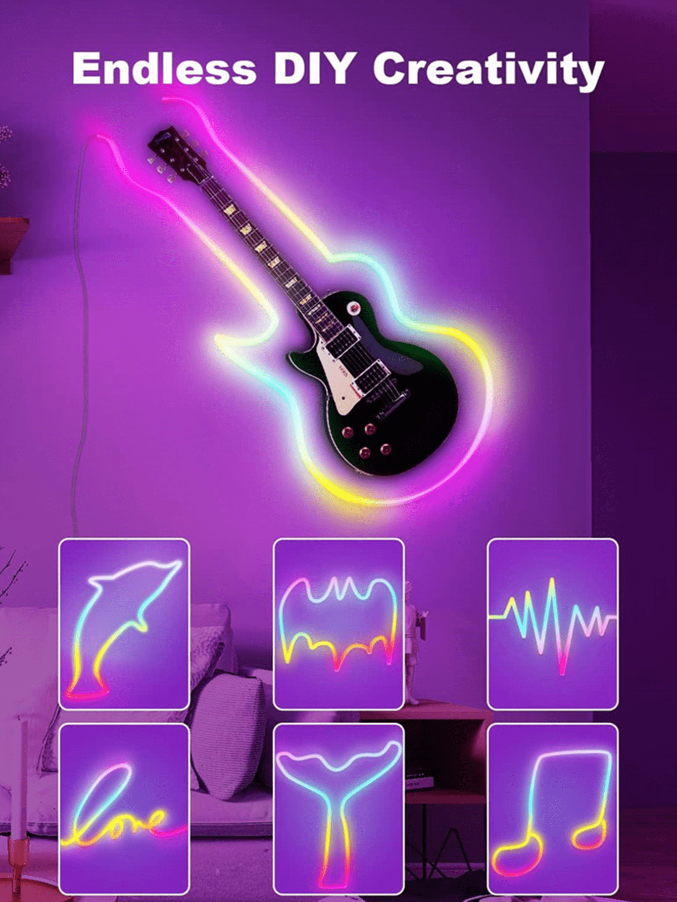 WS2812B LED Neon Light Strip RGBIC Flow Color Changing Effect With ...