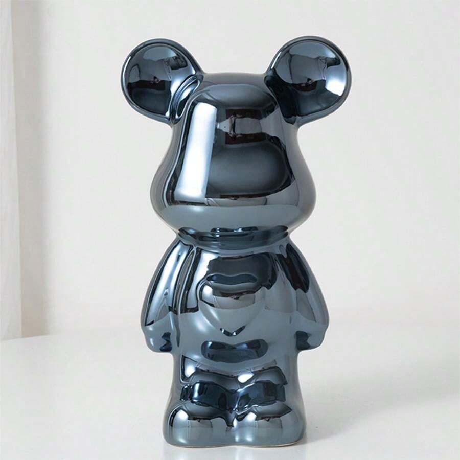 CHAIV 19cm Ceramic Luxury Heart-Shaped Bear Figurine, Living Room High ...