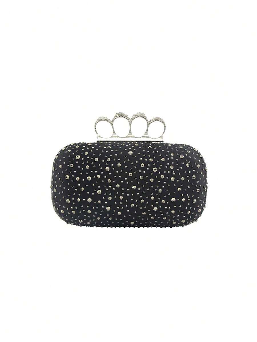 Rhinestone & Gemstone Decor Ladies' Hardshell Clutch Bag, Elegant ...
