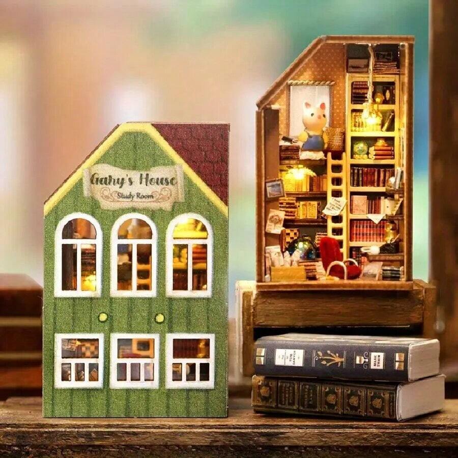 Diy Wooden Puzzle Toy House Model, 3d Creative Craft With Accessories ...