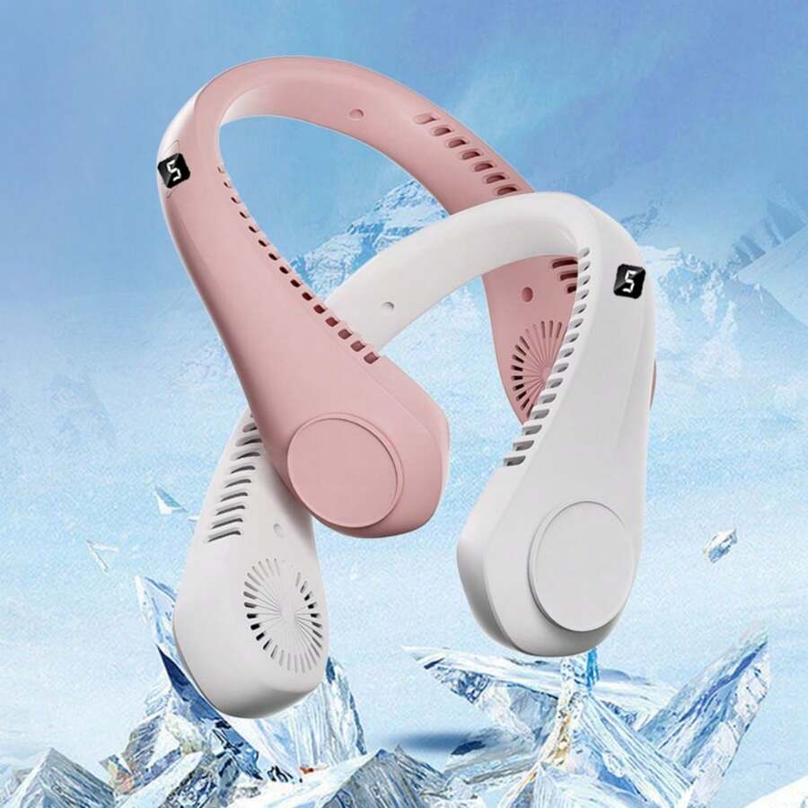 Hanging Neck Fan Digital Display Power Ventilador Bladeless Neckband ...
