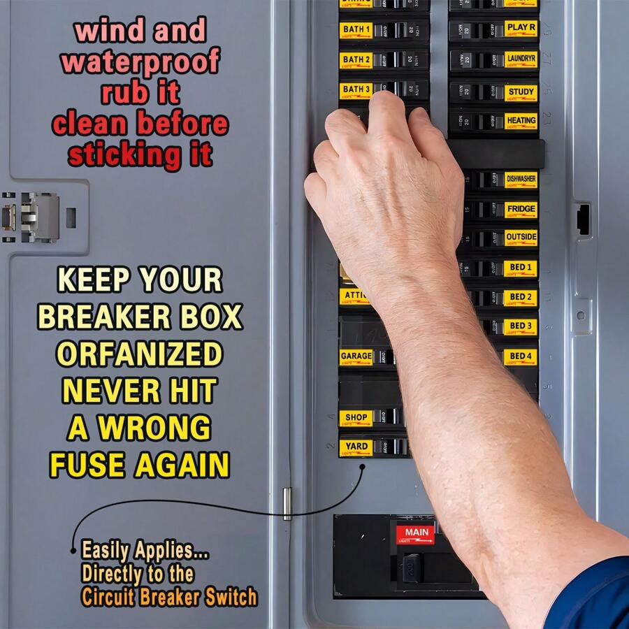 1sheet Yellow (129pcs) Circuit Breaker Stickers Electrical Panel Labels ...