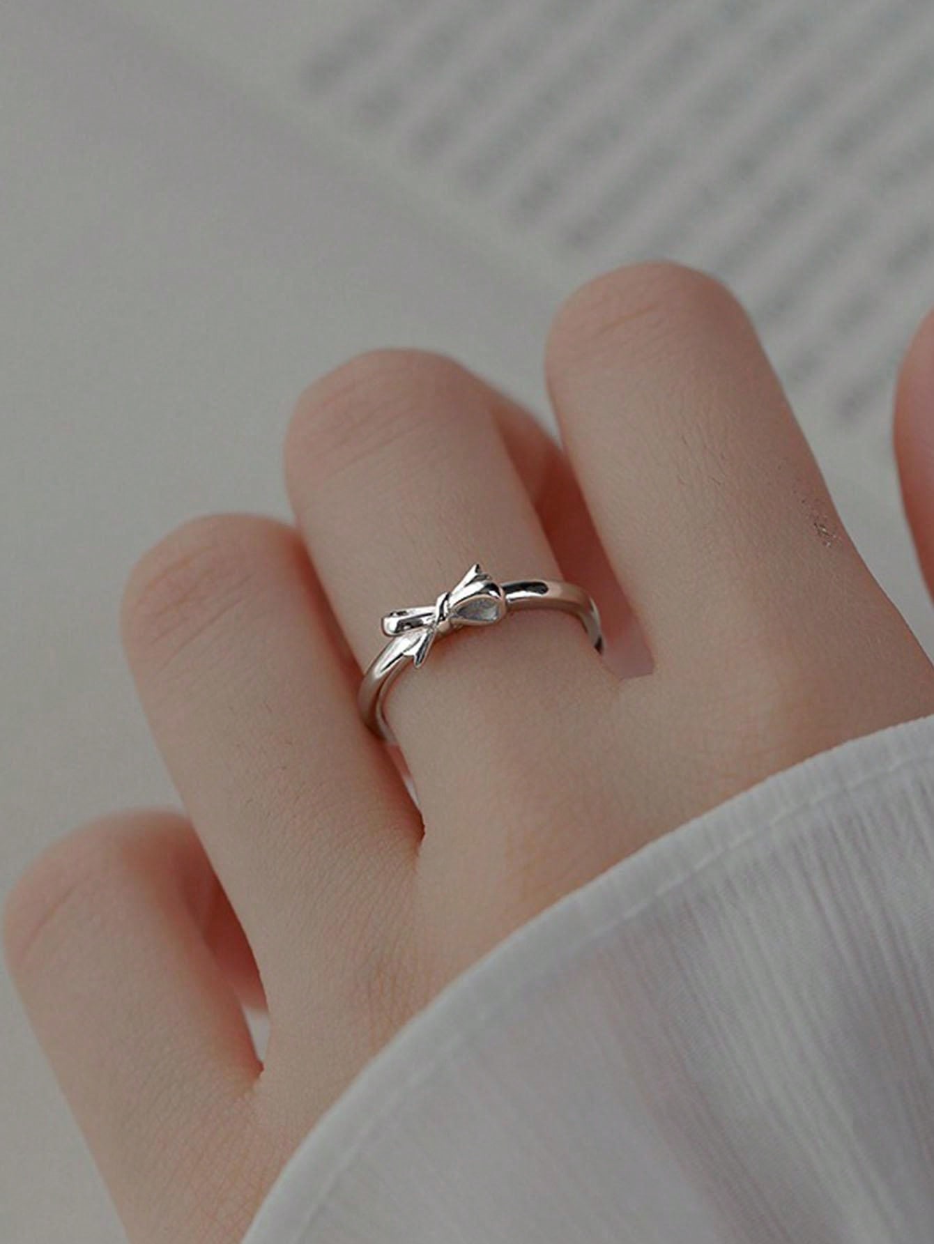 Bow Rings, Women's Simple Niche Design, Geometric Lines, Index Finger ...