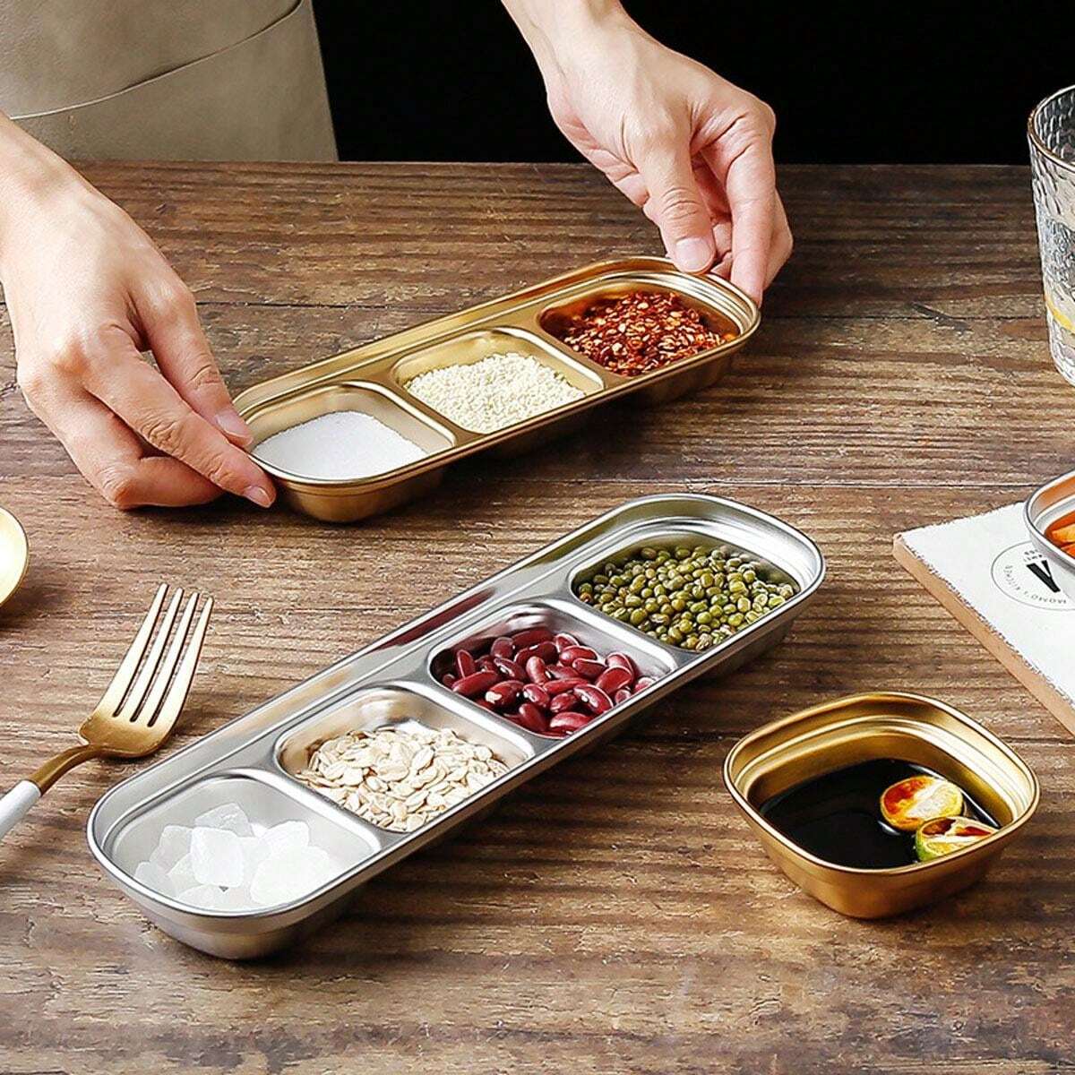 Flavor Dish Barbecue Dip Dish Stainless Steel Seasoning Dish Seasoning ...