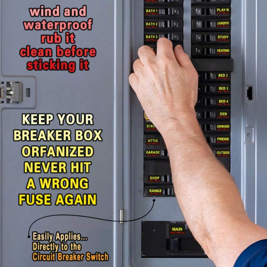 1pc Black (129pcs) Circuit Breaker Stickers Electrical Panel Labels ...