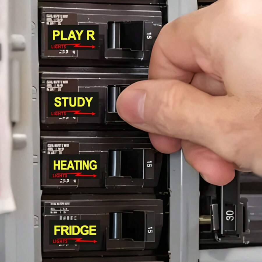 1pc Black (129pcs) Circuit Breaker Stickers Electrical Panel Labels ...