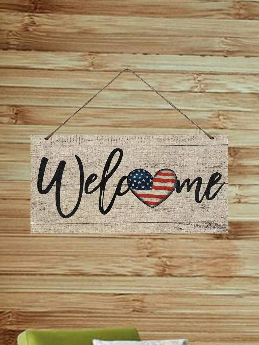 1pc/ American Flag Welcome Sign Small Hanging Decoration For Home Porch ...