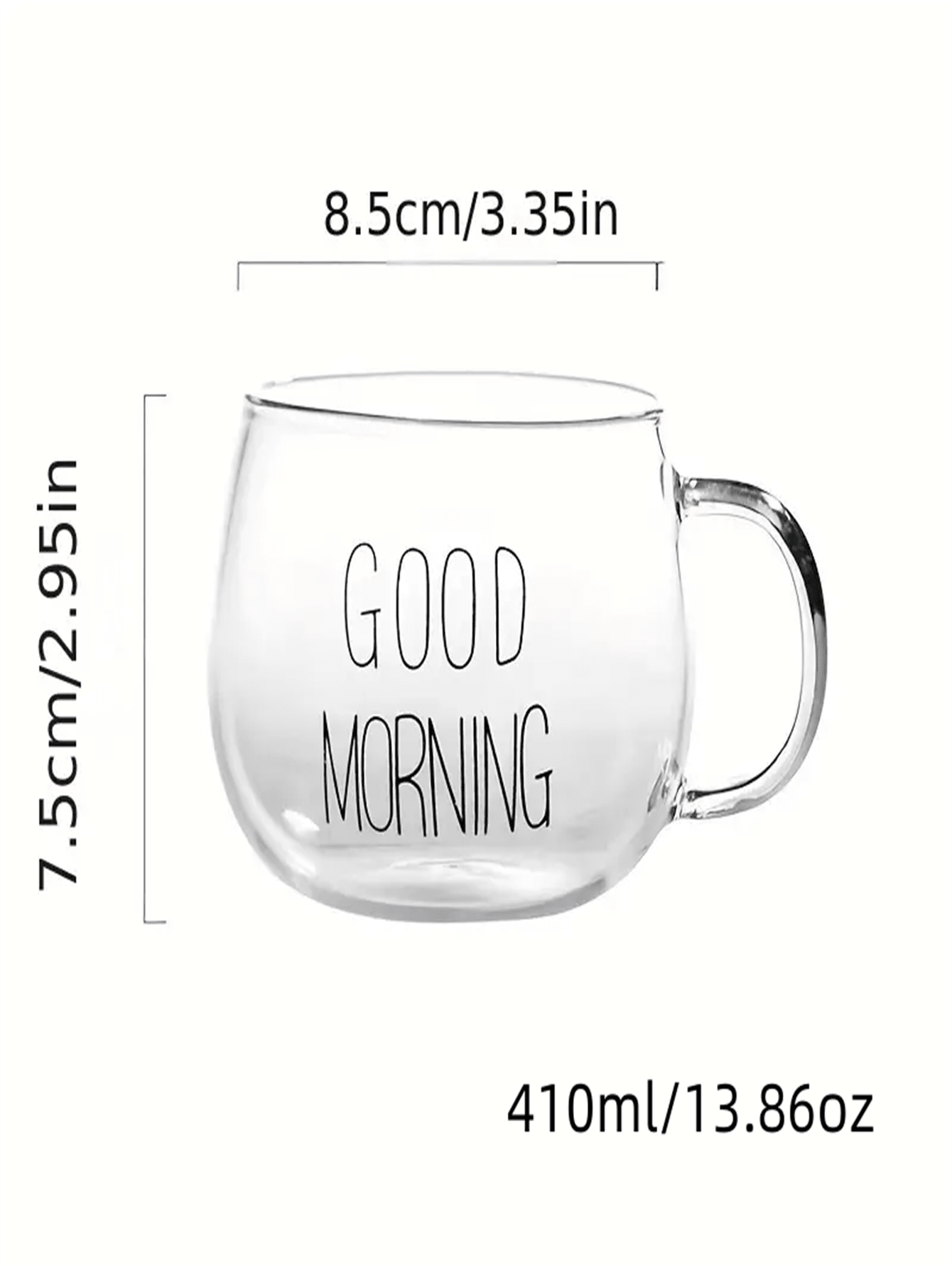 1pc, 410ml,Morning Glass Cup, High Borosilicate Glass Water Cup, Iced ...