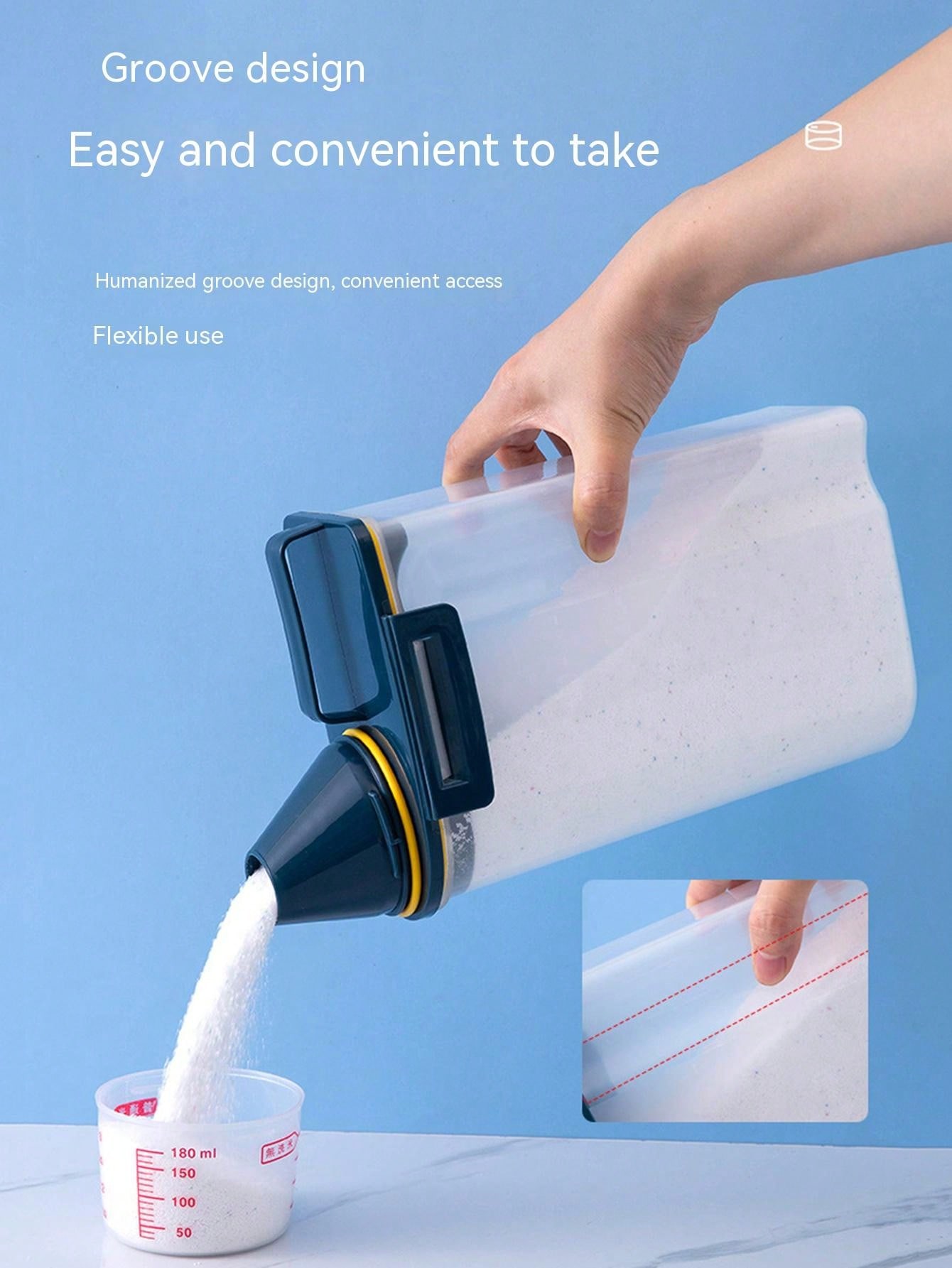 1pc Home Large Washing Powder Storage Box With Lid And Measuring Cup ...