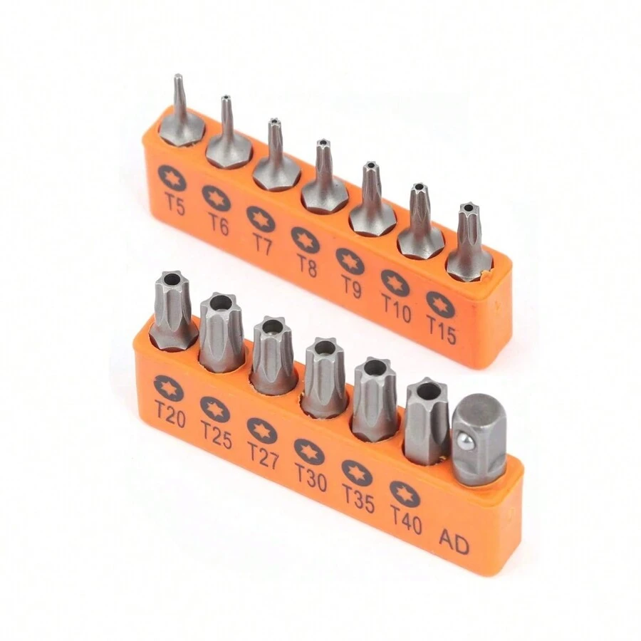 14pcs Anti-Tamper Star-Shaped Drill Bits Set, S2 Alloy Steel, T5-T40 ...